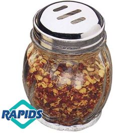 Tablecraft 260SL 6 oz Glass Slotted Shaker for Red Pepper Flakes