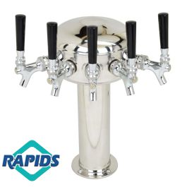 American Beverage 5 Faucet Mini Mushroom Tower - Stainless Steel