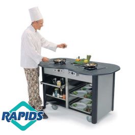 Lakeside 307010 Two Induction Heat Stove Mobile Cooking Cart, 60" Width