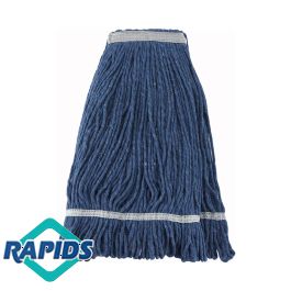 Winco MOP-24 24 oz Loop-End Wet Mop Head | Blue Cotton-Poly Blend