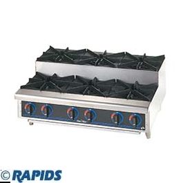 Star Mfg Step-up Gas Hot Plate, 6 Burners